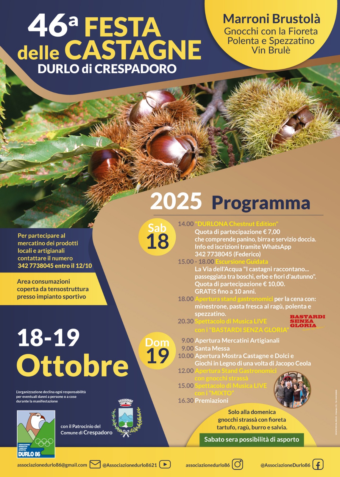 46esima festa delle castagne a durlo, Durlo di crespadoro (2025)